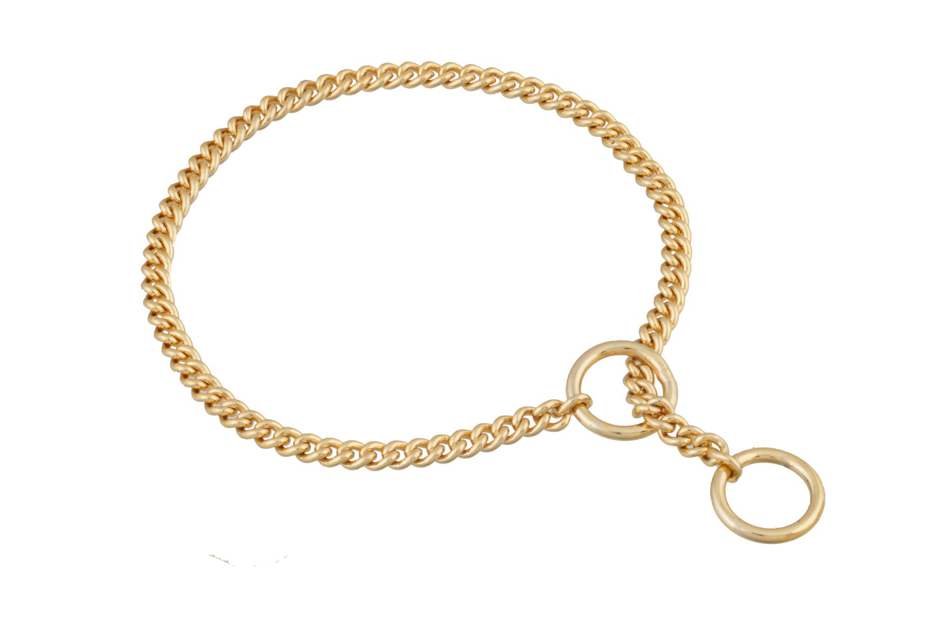 Slip Curve Show Chain Collar (10 in x 1.2 mm) Gold Plated Metal Chain ...