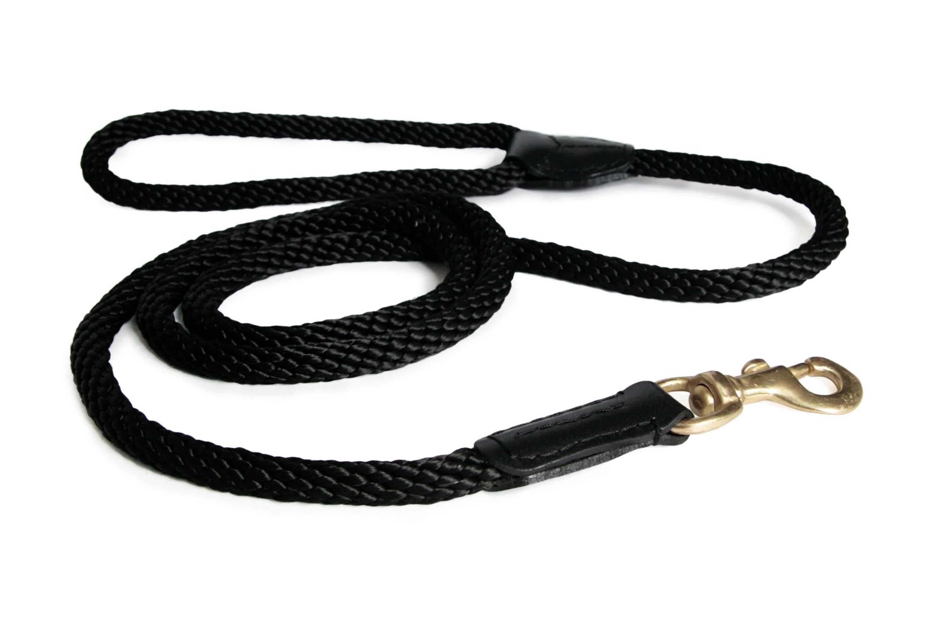 Rope and Leather Snap Lead (6ft x 3/4 in) Black Line - MyPetsEssentials