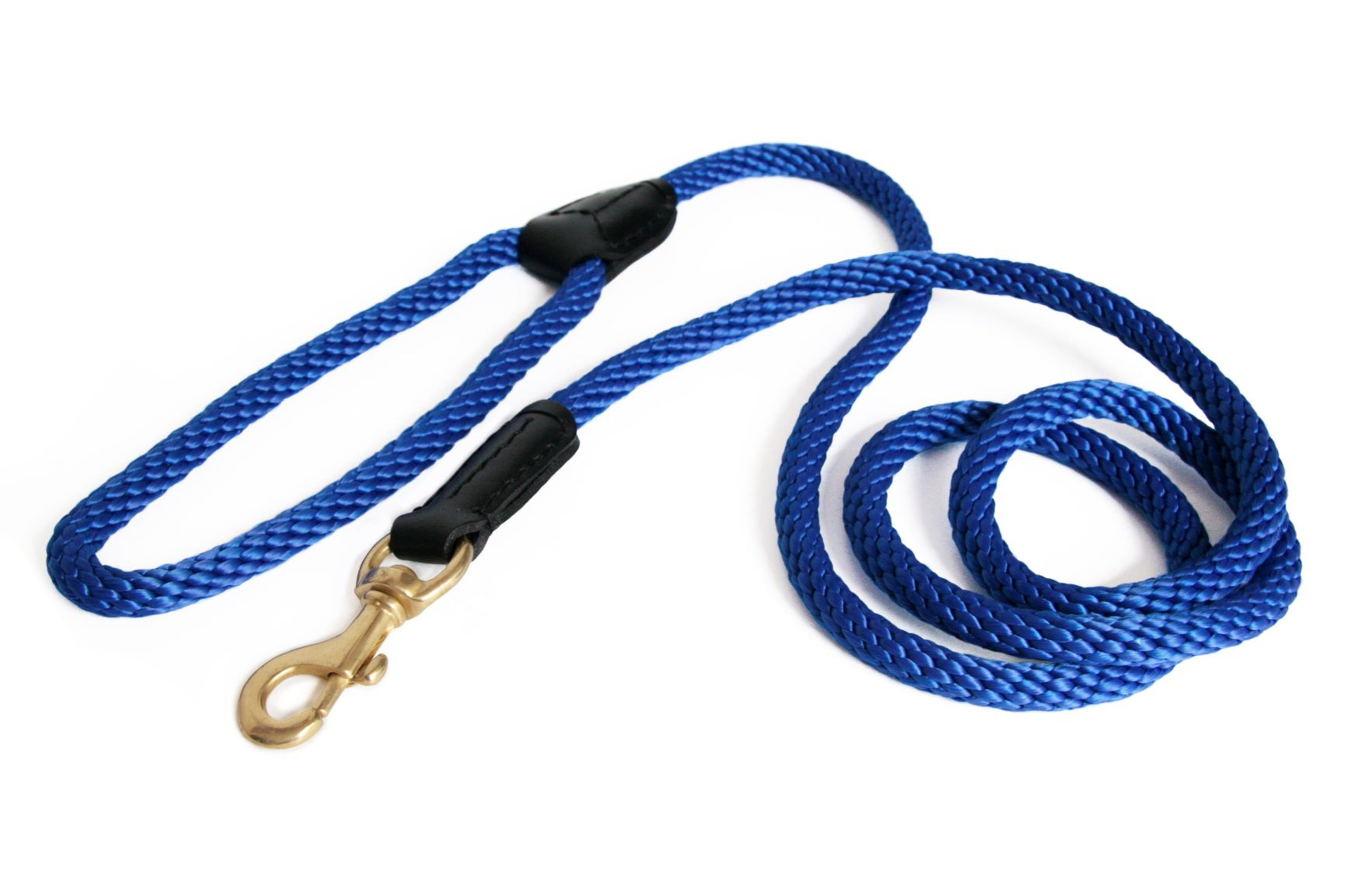 Rope and Leather Snap Lead (6ft x 3/4 in) Deep Blue Line - MyPetsEssentials