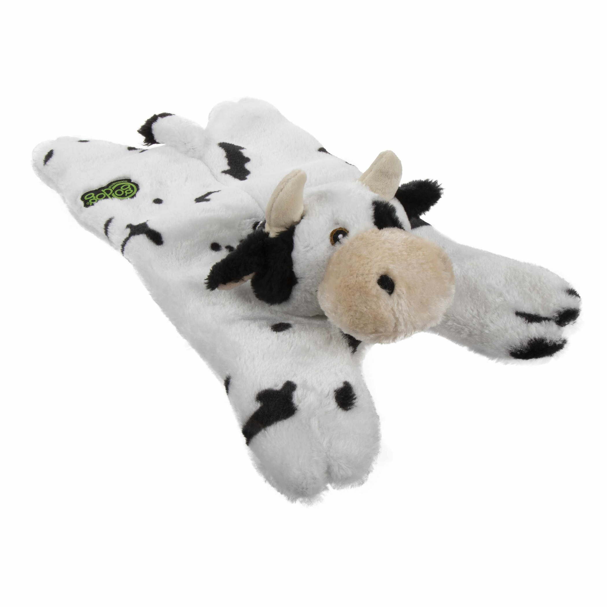 goDog Barnyard Buddies Cow Squeaky Plush Flattie Dog Toy Large ...